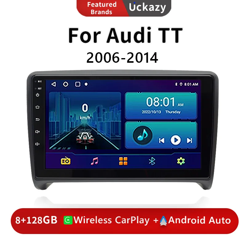 Wireless-Carplay-2-Din-Car-Radio-Android-13-For-AUDI-TT-MK2-8J-2006 ...