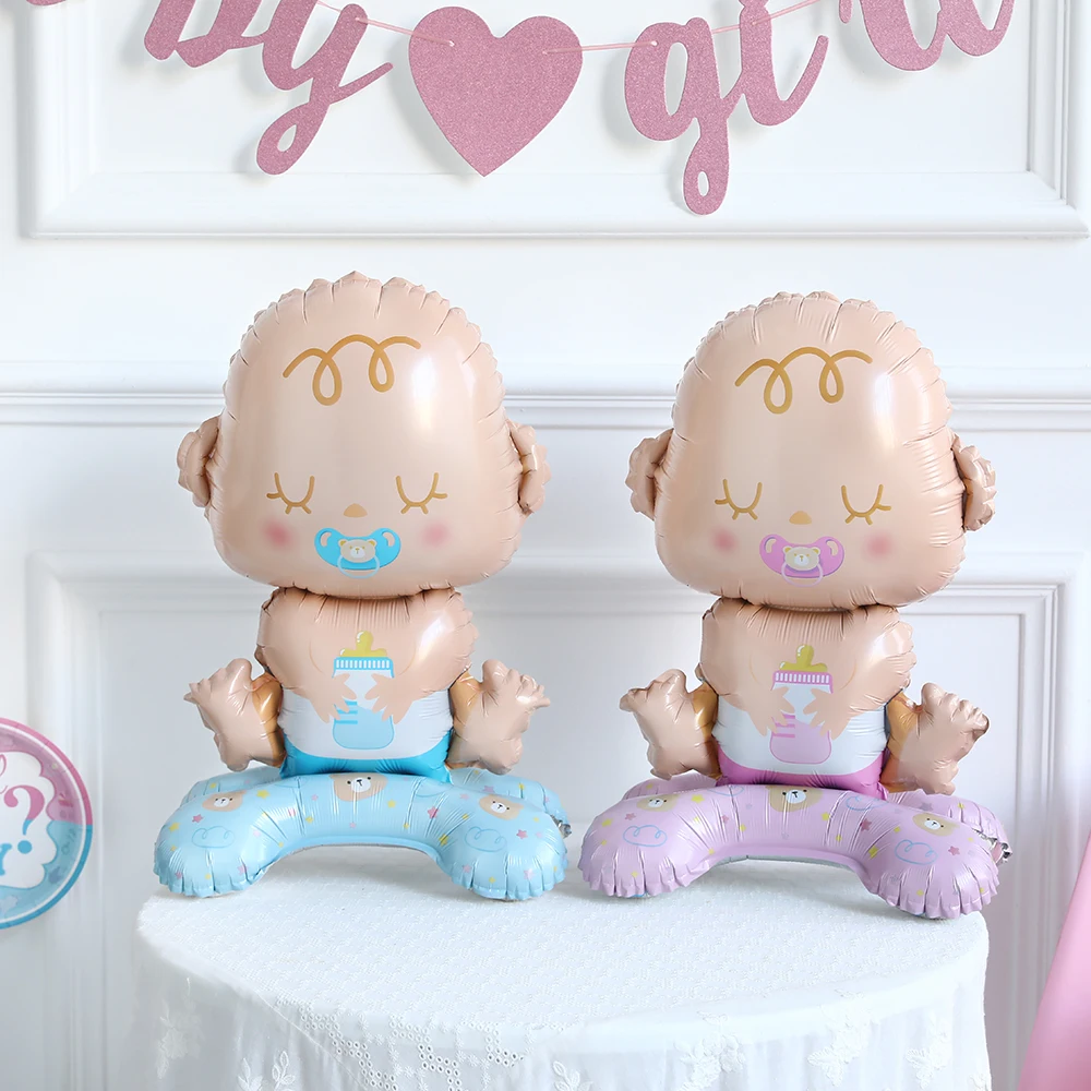 Self-Standing Baby Helium Balloon 3D Inflatable Boy Girl Foil Globos ...