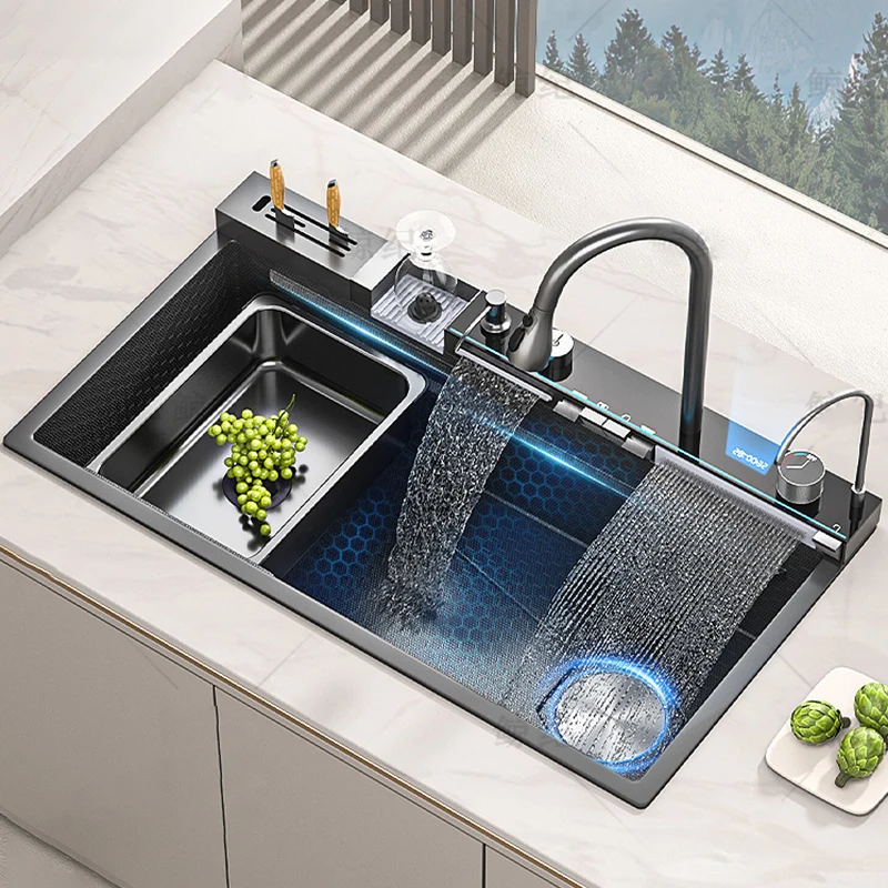 Stainless-Steel-Kitchen-Sink-Embossed-Multifunctional-Waterfall-Wash ...