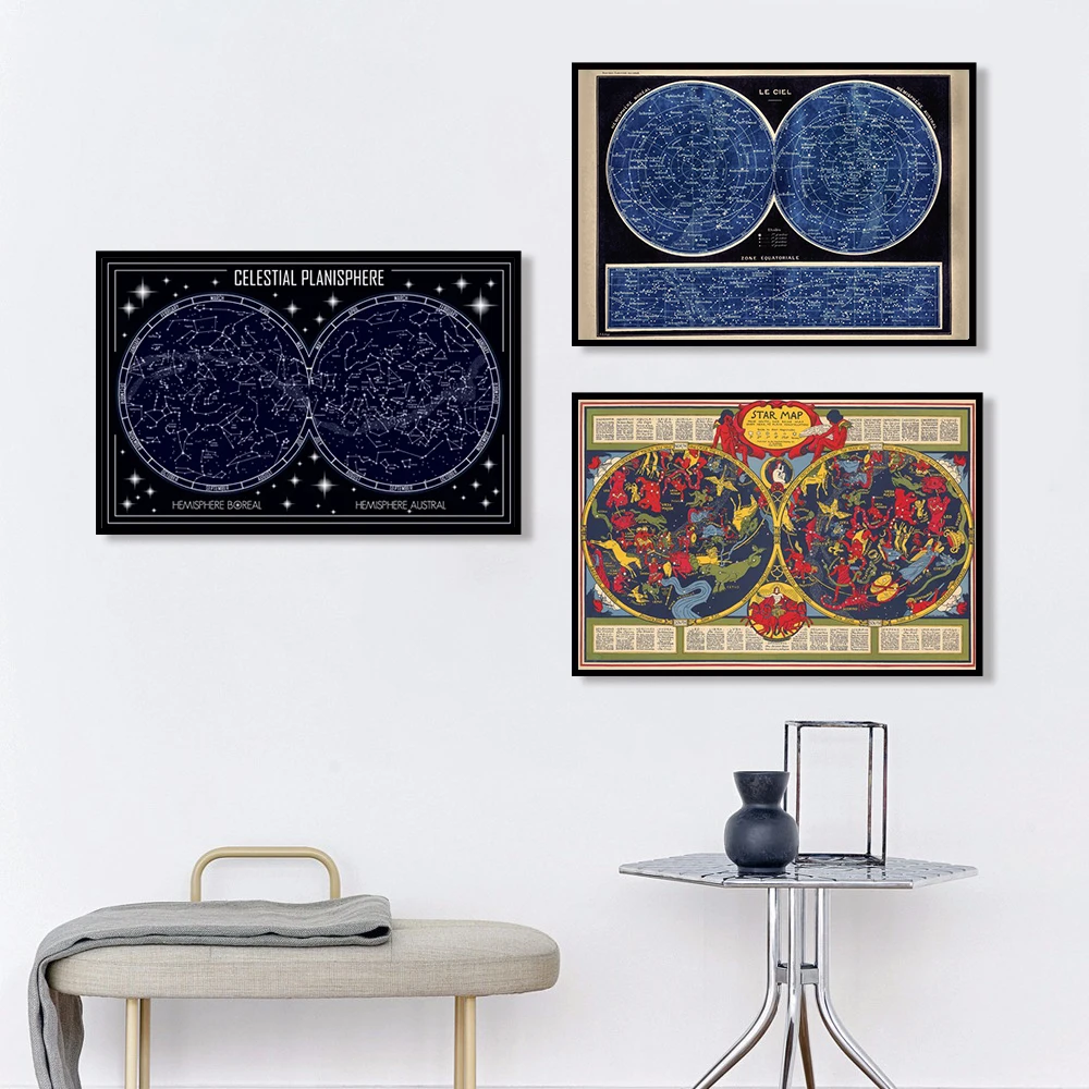 1pc-Celestial-Planisphere-Map-Poster-Canvas-Painting-French-Version ...