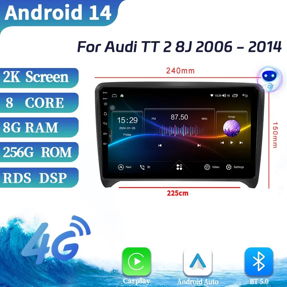 Android OS For Audi TT 2 8J 2006-2014 Car Radio Wireless Carplay Stereo ...