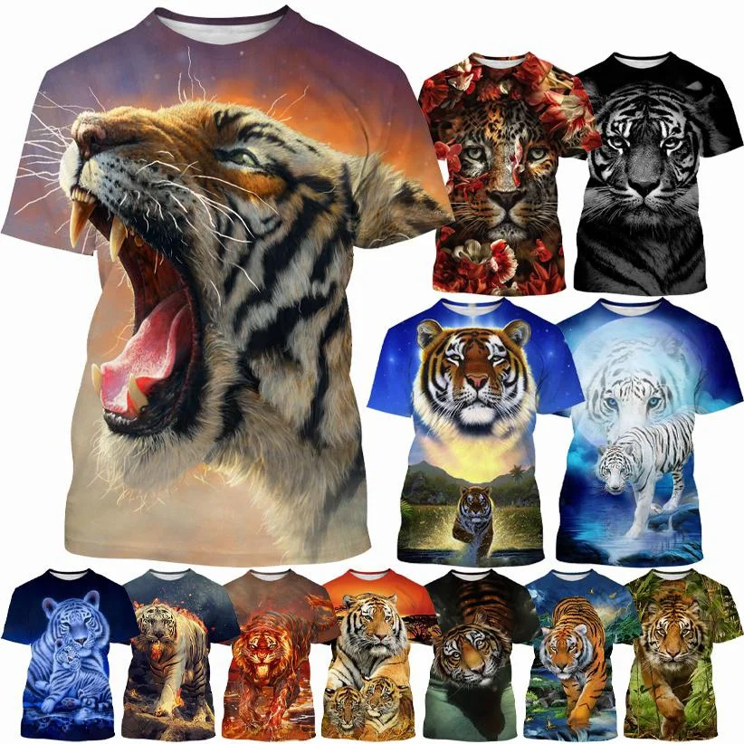 Camiseta-Tiger-3D-Cool-Masculina-Harajuku-Hip-Hop-Unissexo-Rua-Manga ...