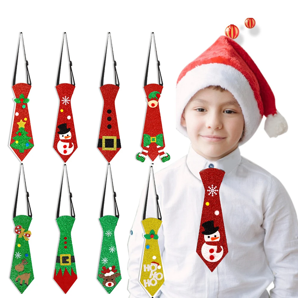 Christmas Neckties Decor Santa Claus Snowman Ties Christmas Felt Crava ...