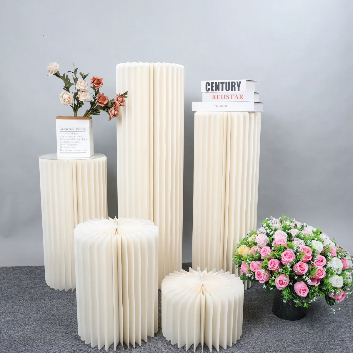 Colonne romaine pliante en papier, ornements pour fête d'anniversaire ...