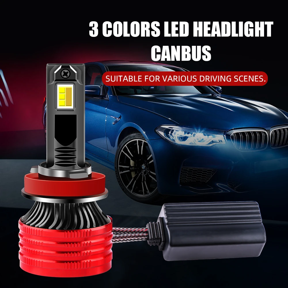 Tricolor Lamp High Power H7 Led Canbus Car Headlight H4 Light H1 H8 H9 H11 9005 HB3 9006 HB4 LED ...