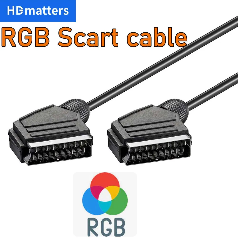 Scart Cable RGB True 21-PIN composite RGB Scart to Scart cable for TV ...