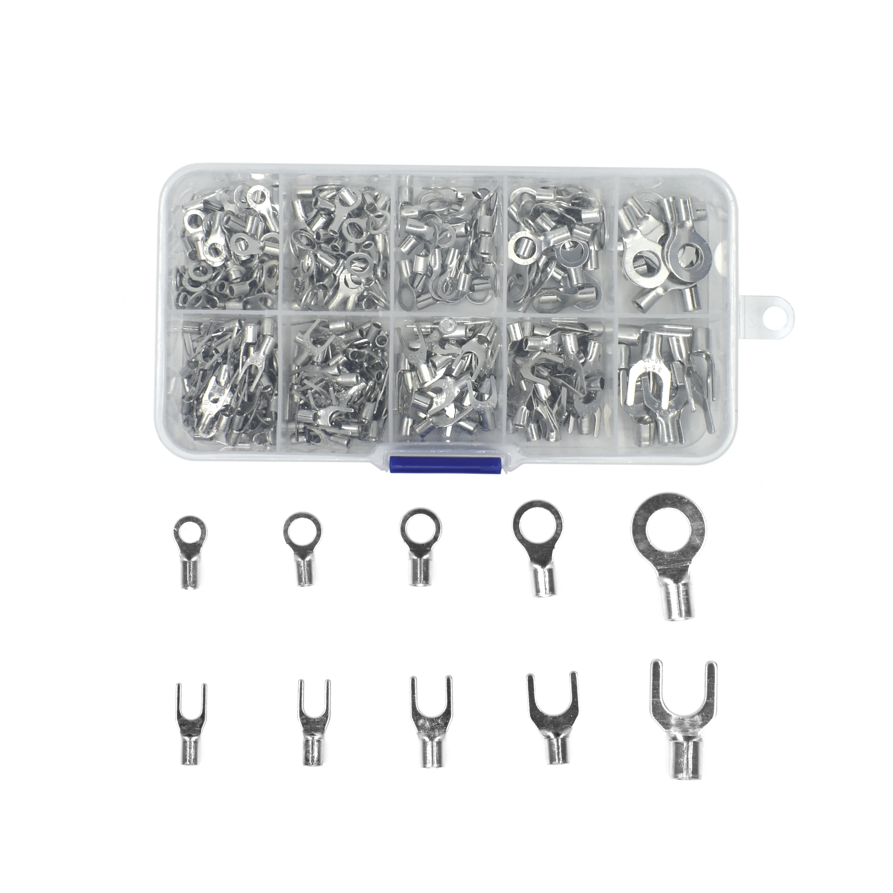 320pcs/box 10 In 1 Terminals Non-insulated Ring Fork U-type Brass ...