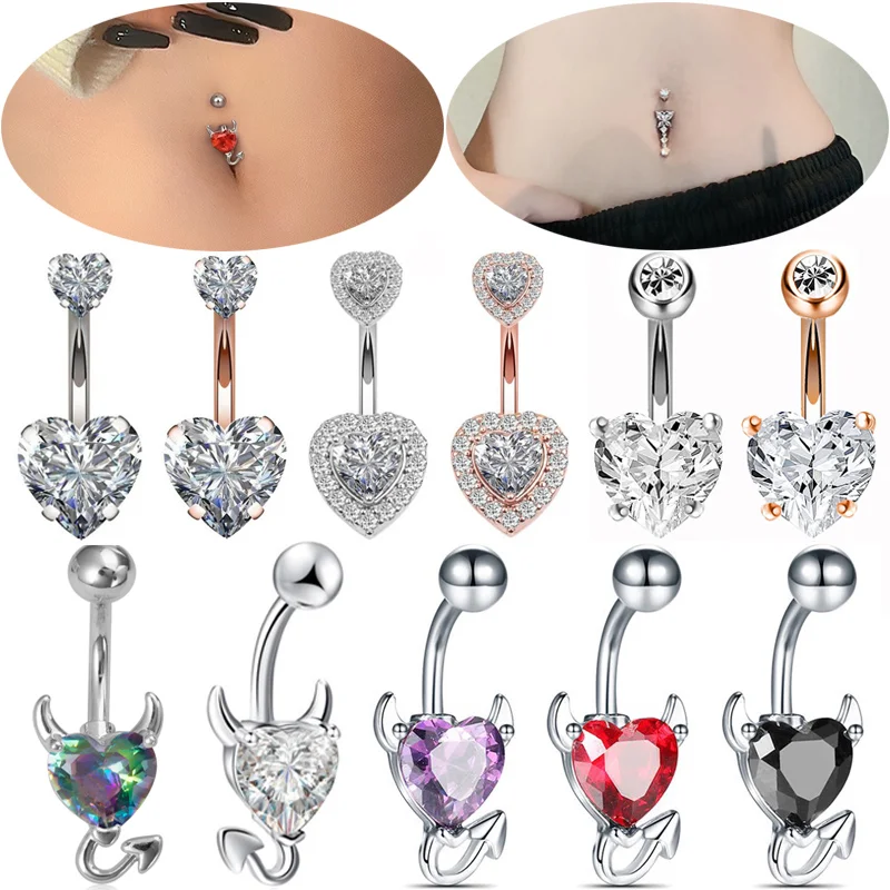 Punk-Style-Heart-Navel-Belly-Button-Rings-Devil-Shape-Red-Zircon-Belly-Piercing-Stainless-Steel ...