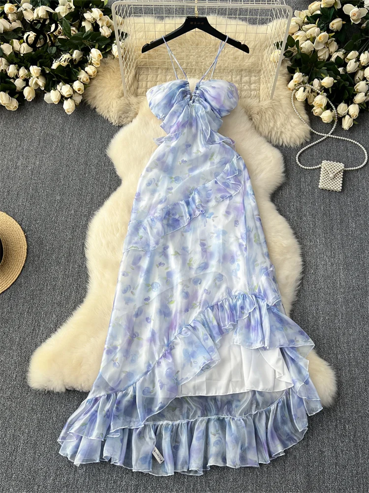 SINGREINY-Sweet-Chiffon-Women-Sundress-Straps-V-Neck-Ruffles-Backless ...