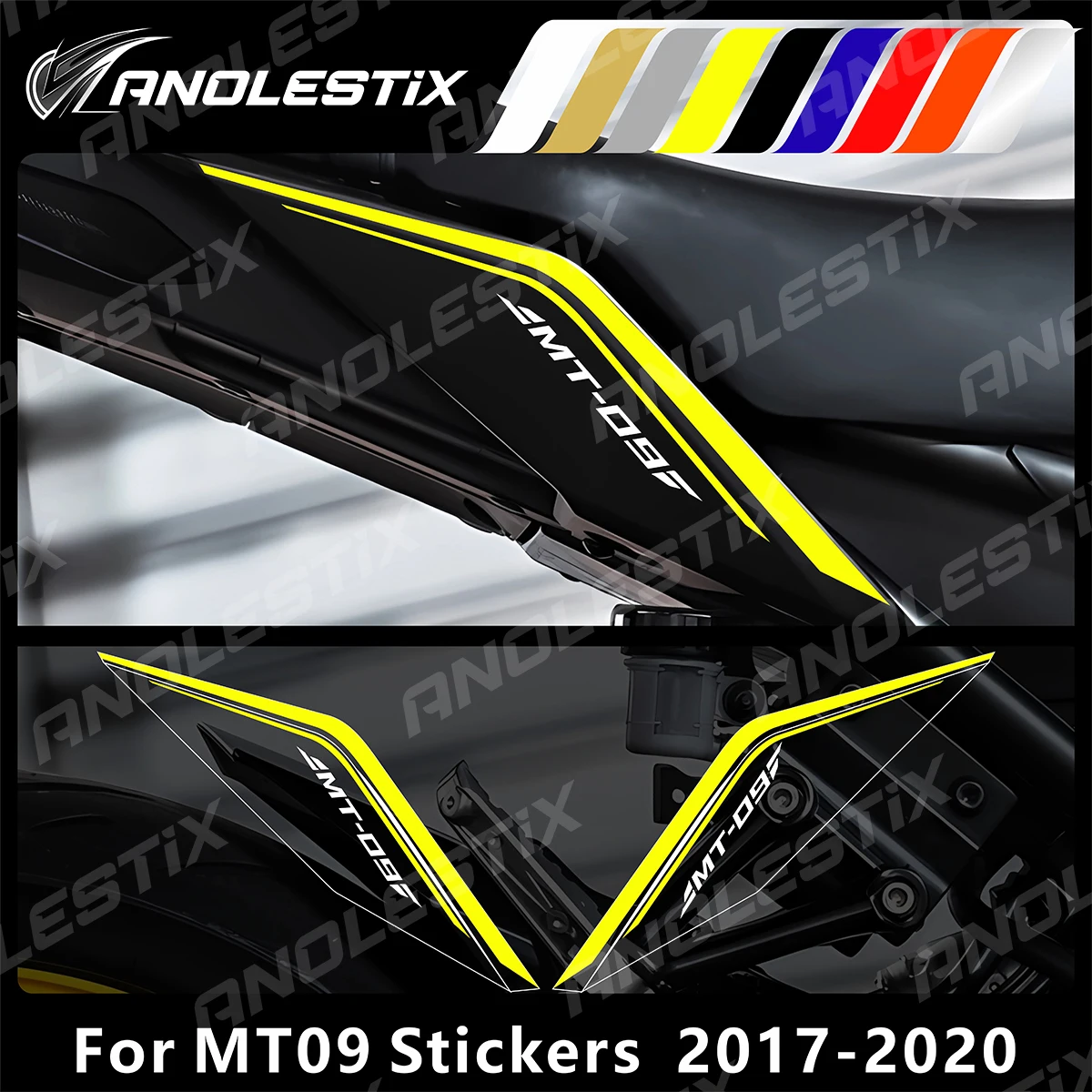 AnoleStix Reflective Motorcycle Stickers Under Seat Fairing Decals Set ...