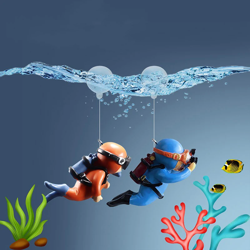 Cartoon Blue Fat Diver Aquarium Floating Decoration Accessories Fish ...