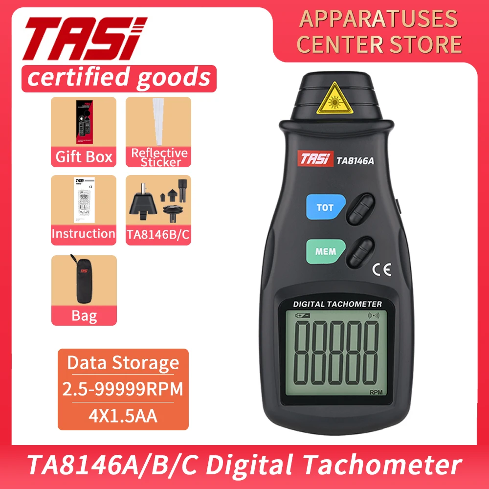 TASI-TA8146A-TA8146B-TA8146C-Digital-Tachometer-99999-RPM-Display-Non-Contact-Digital-Laser ...