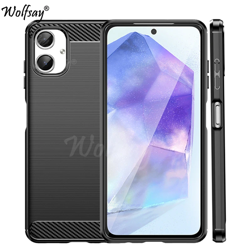 For-Samsung-Galaxy-A06-Case-Anti-knock-Soft-TPU-Silicone-Carbon-Fiber ...