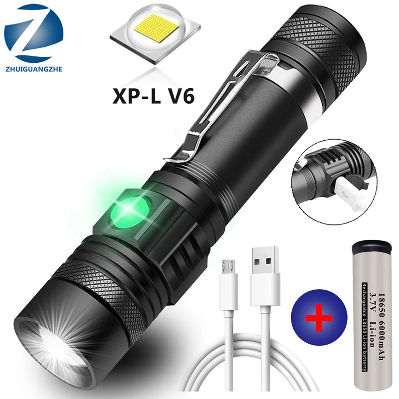 XP-L-LED-Lamp-Beads-Waterproof-Torch-Zoomable-4-Lighting-Modes-18650 ...
