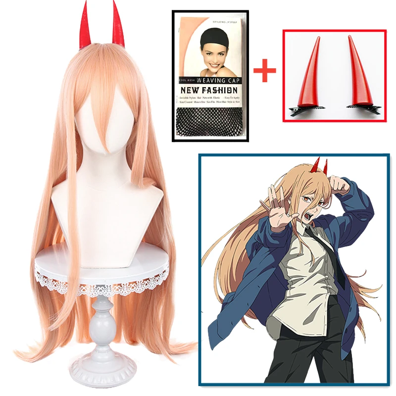Power-Cosplay-Wig-Anime-Chainsaw-Man-Makima-Long-Orange-Pink-Heat ...