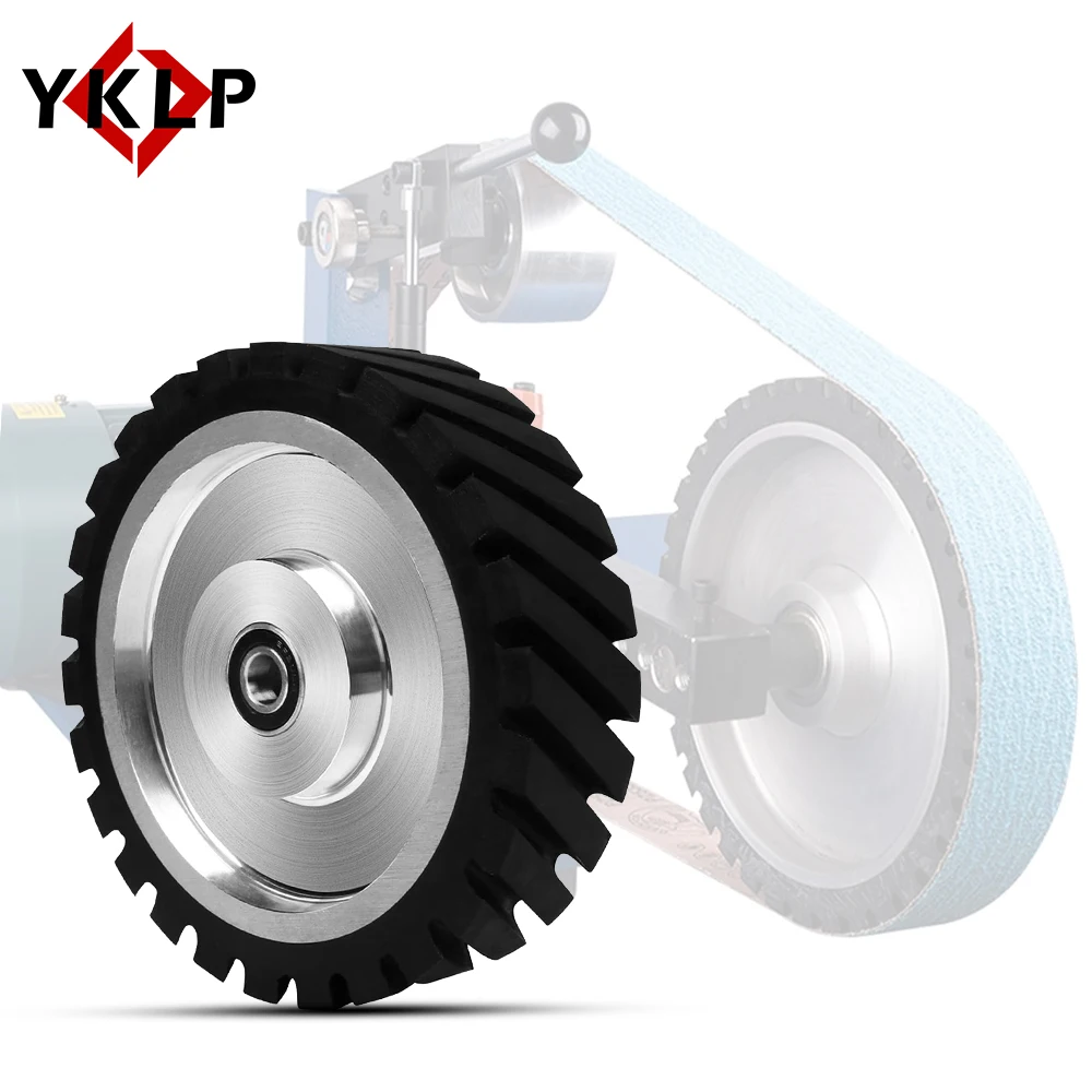 YKLP-150-300mm-Serrated-Rubber-Contact-Wheel-Belt-Grinder-Rubber-Wheel ...