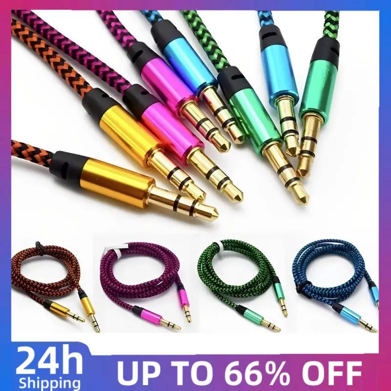 1m-3-5mm-Nylon-Braided-Aux-Cable-3-5mm-Male-To-Male-AUX-Cord-Stereo ...