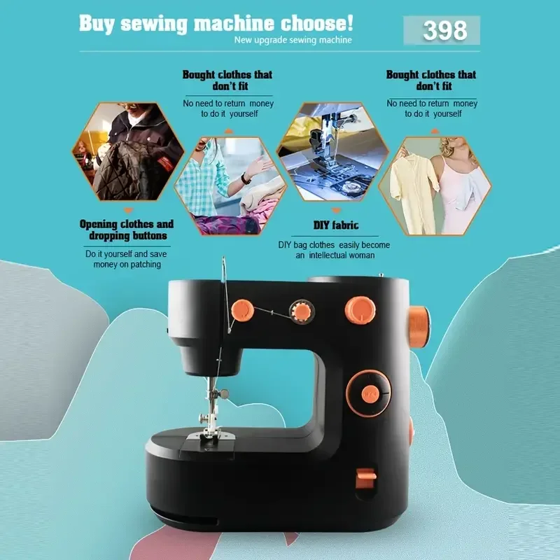 New-Home-Sewing-Machine-with-Double-Speed-Mini-Electric-Sewing-Machine ...