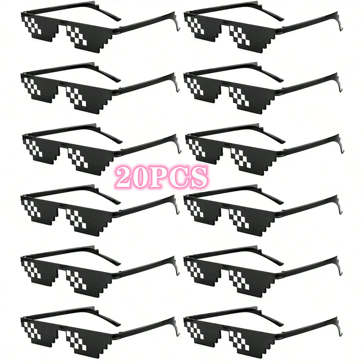 20-6pcs-Party-Black-Sunglasses-8-bit-Pixelated-Mosaic-Game-Player-Photo ...