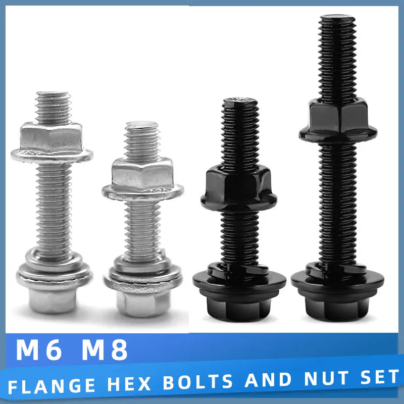 M6-M8-Metric-Flange-Hex-Bolt-and-Nut-Set-304-Stainless-Steel-Black-Zinc ...