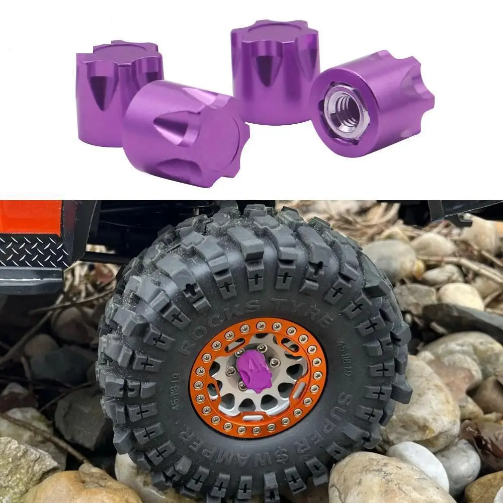 4pcs Cnc Aluminum Alloy M4 Nut Rim Cap For 1/10 Rc Track Trax/as Trx4 ...
