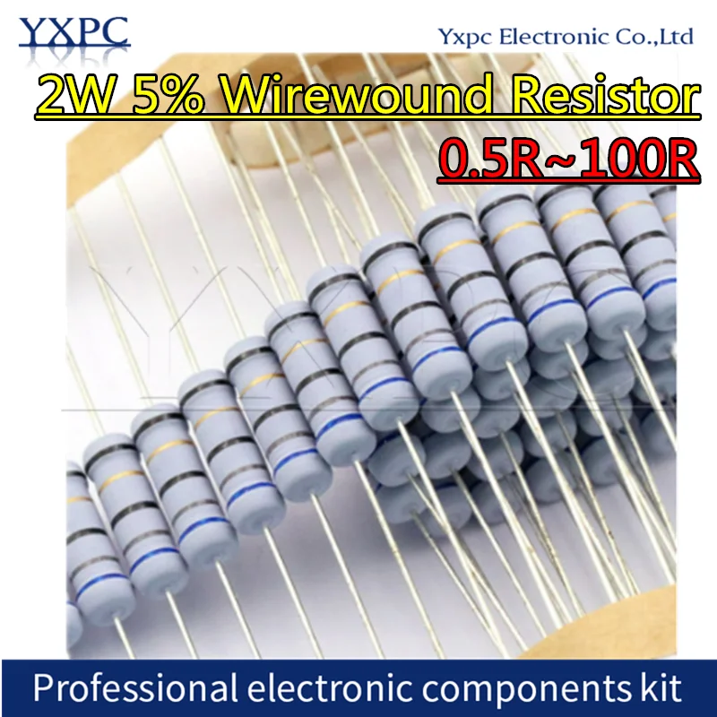 20pcs 2W 5% Wirewound Resistor Fuse 0.05R 0.1R 0.15R 1R 2.2R 4.7R 5.1R ...