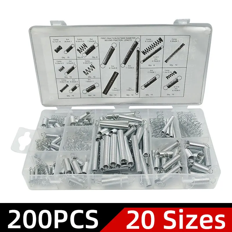 Tbelix-200PCS-Set-Hardware-Tension-Spring-Compression-Spring-Kit ...