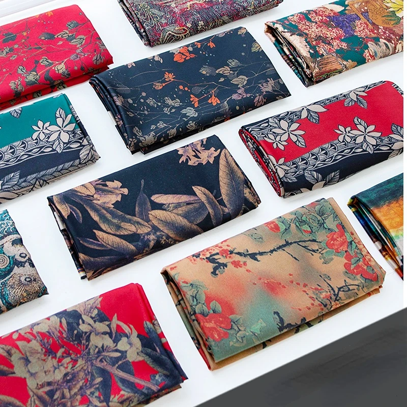 Polyester-Spandex-Elastic-Fabric-Spring-Summer-Vintage-Peony-Dress ...