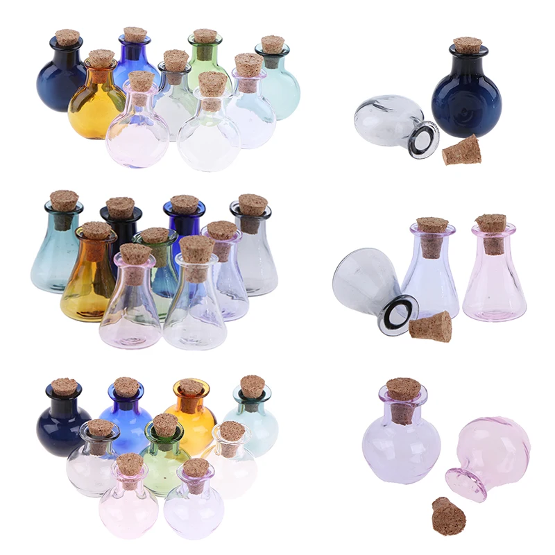 2Pcs 1:12 Dollhouse Mini Glass Color Bottles with Cork Miniature ...