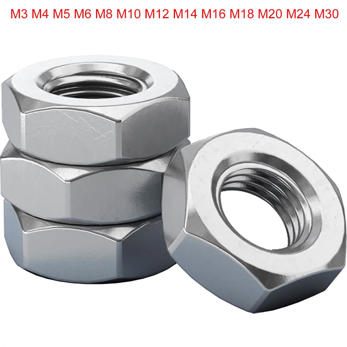 Flat-Thin-Hexagonal-Nut-304-Stainless-Steel-Nut-Locking-Screw-Cap ...