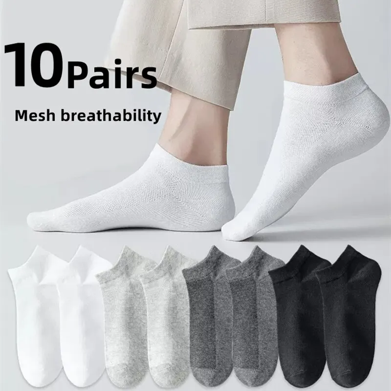 10 Pairs Men's Breathable Mesh Summer Short Socks, Sports Versatile ...
