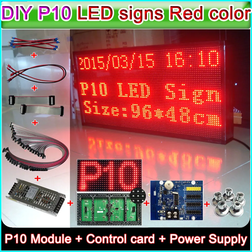 DIY led message board P10 Red Semi-outdoor LED display,P10 LED Module ...