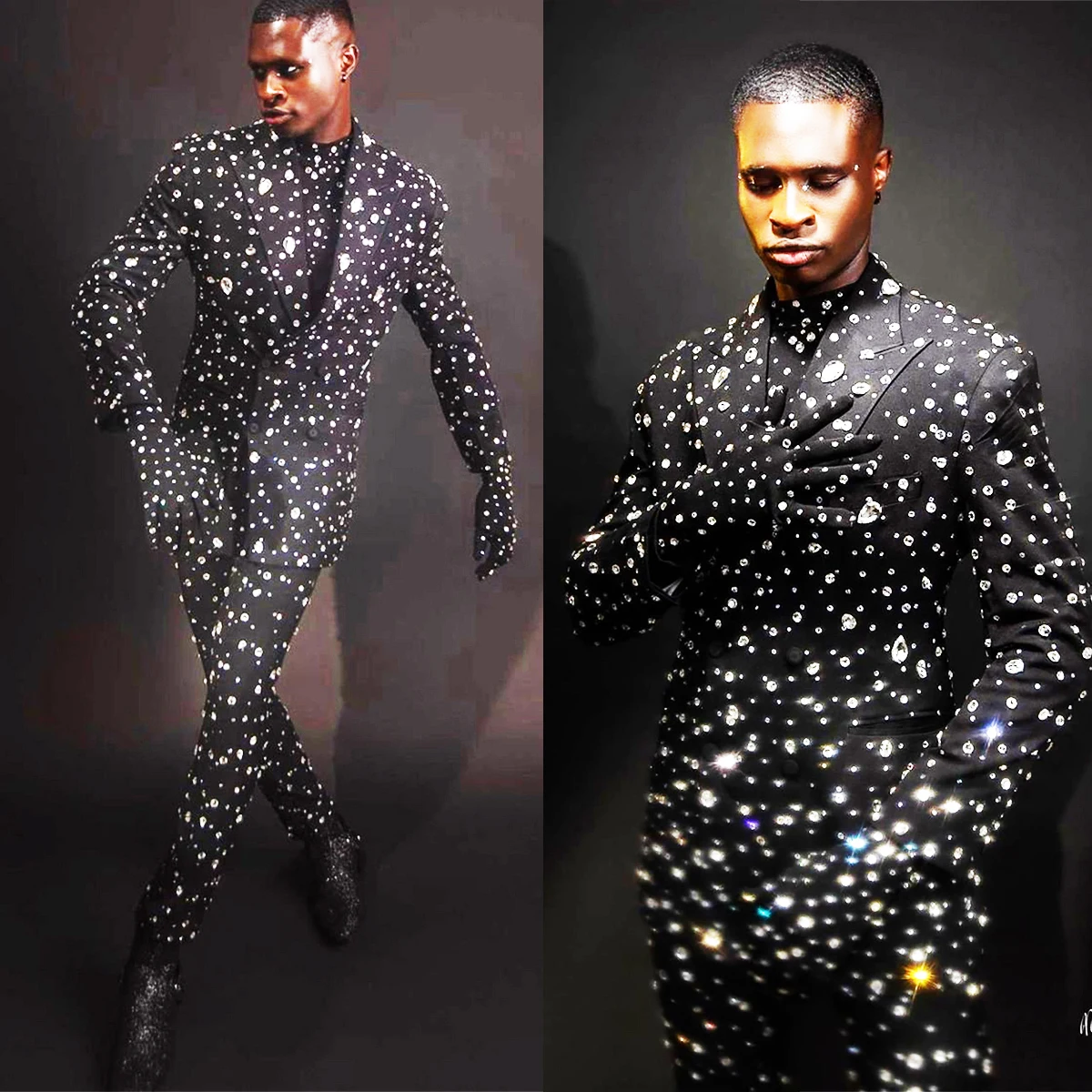 Esmoquin-de-cristal-completo-para-hombre-chaqueta-de-solapa-con-visera ...