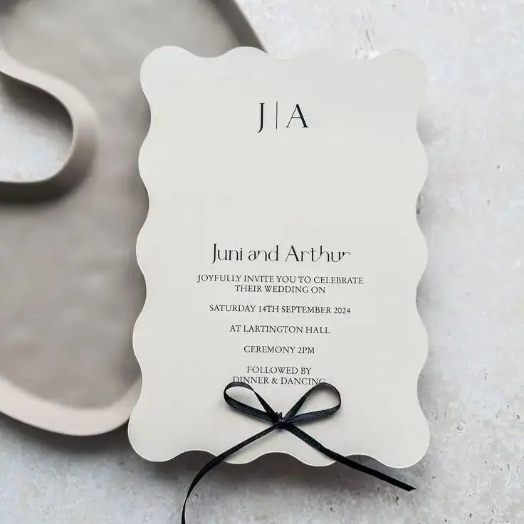 Custom-Wave-Shape-Wedding-Invitation-Card-Elegant-Menu-Baptism ...