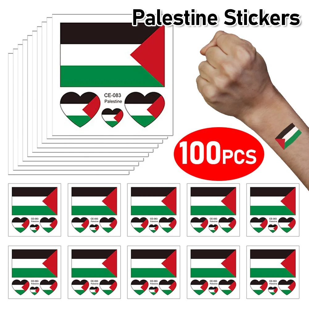 10-100pcs-Palestine-Face-Arm-Stickers-Water-Transfer-Sticker-Vibrant ...