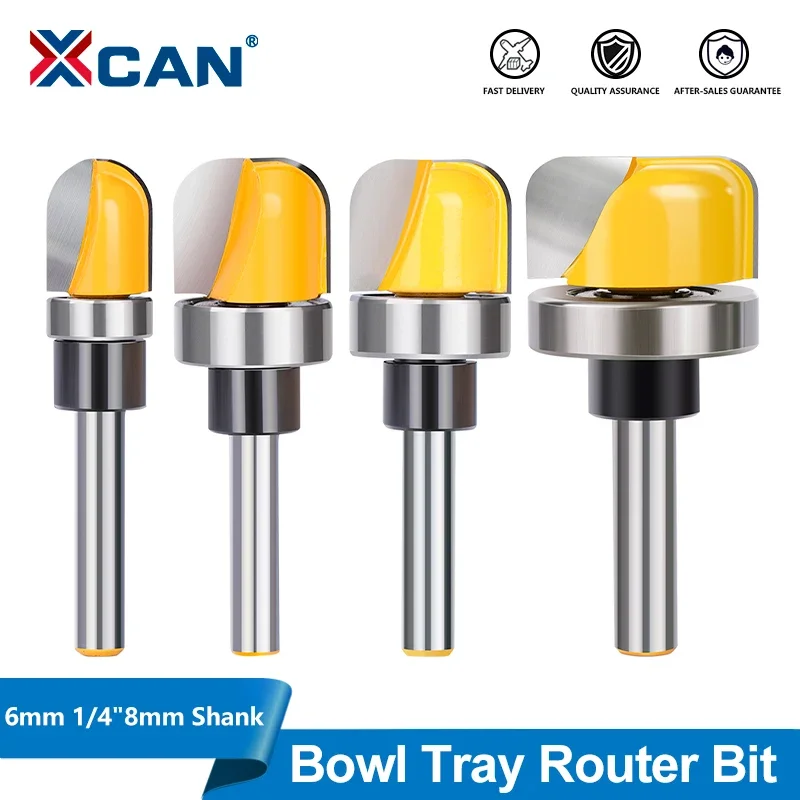 XCAN 1pc 6mm/6.35mm/8mm Shank Bowl & Tray Router Bit Round Nose Milling ...