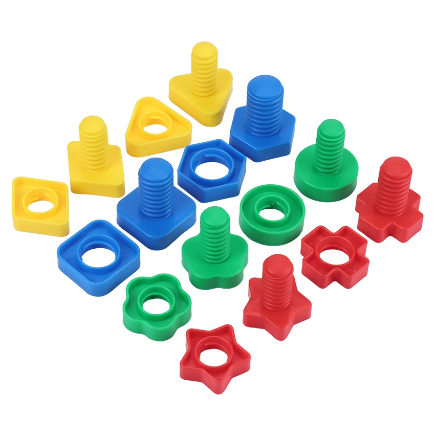 8 Sets Screw Building Blocks Plastic Insert Blocks Nut Shape Toys For ...