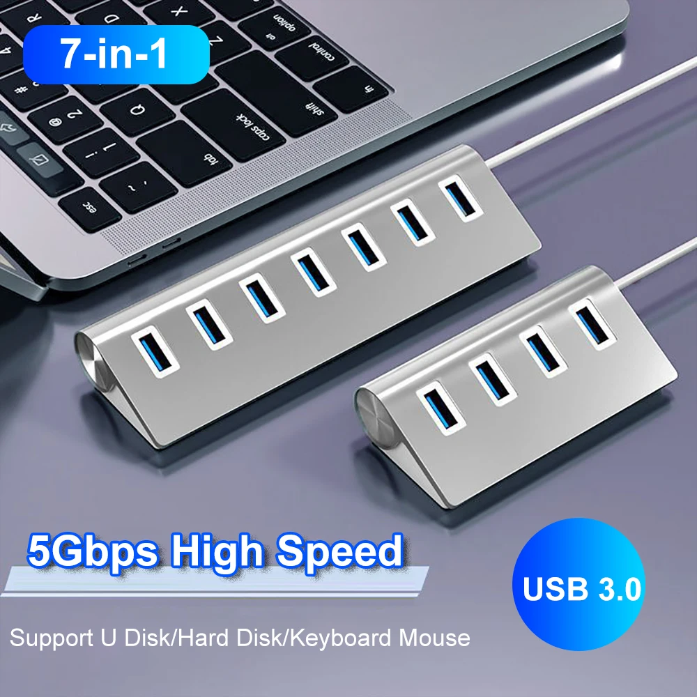 High-Speed-USB-Docking-Station-7-portas-liga-de-alum-nio-USB-3-0-HUB ...
