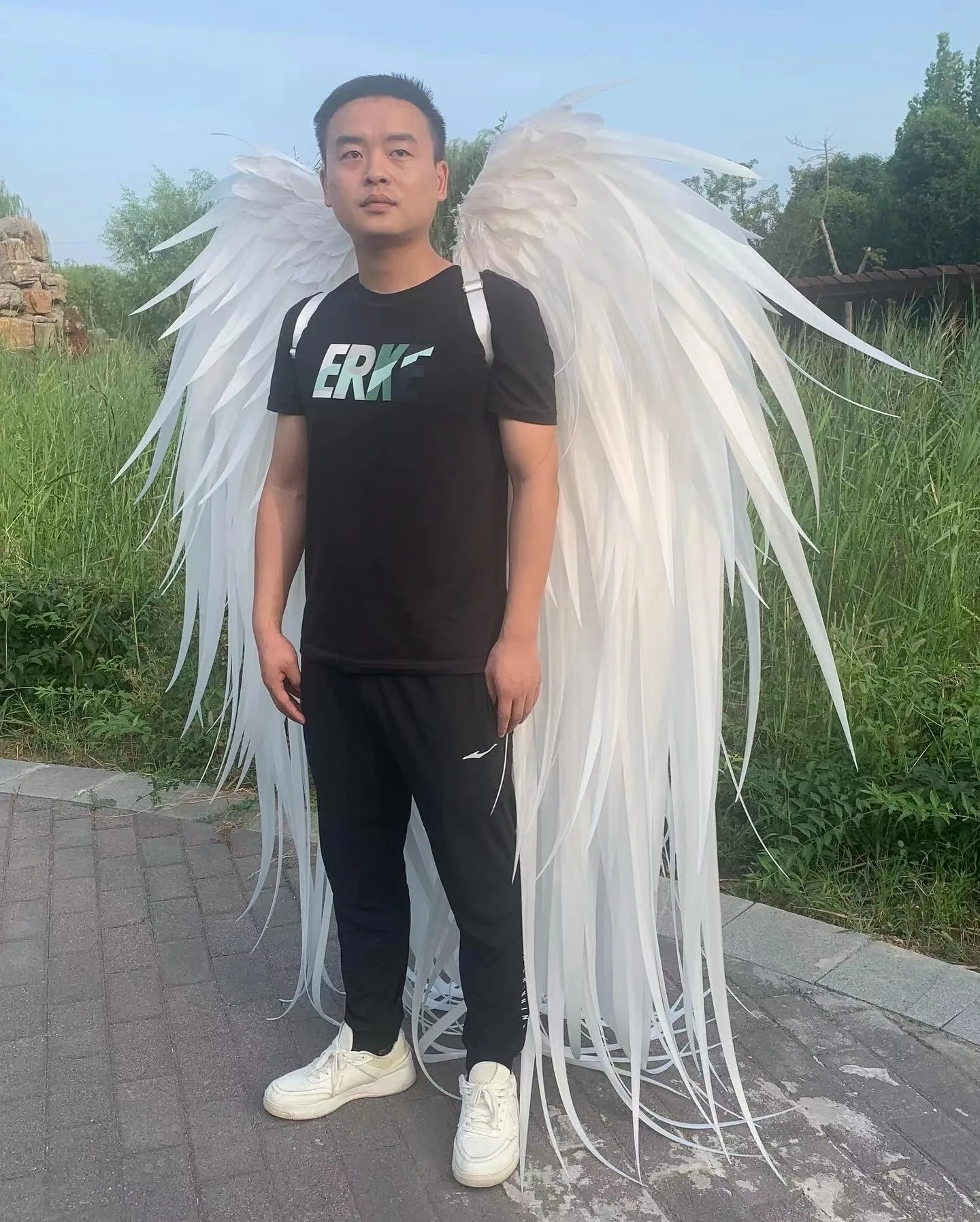 Large white angel wings festival cosplay party performance props
