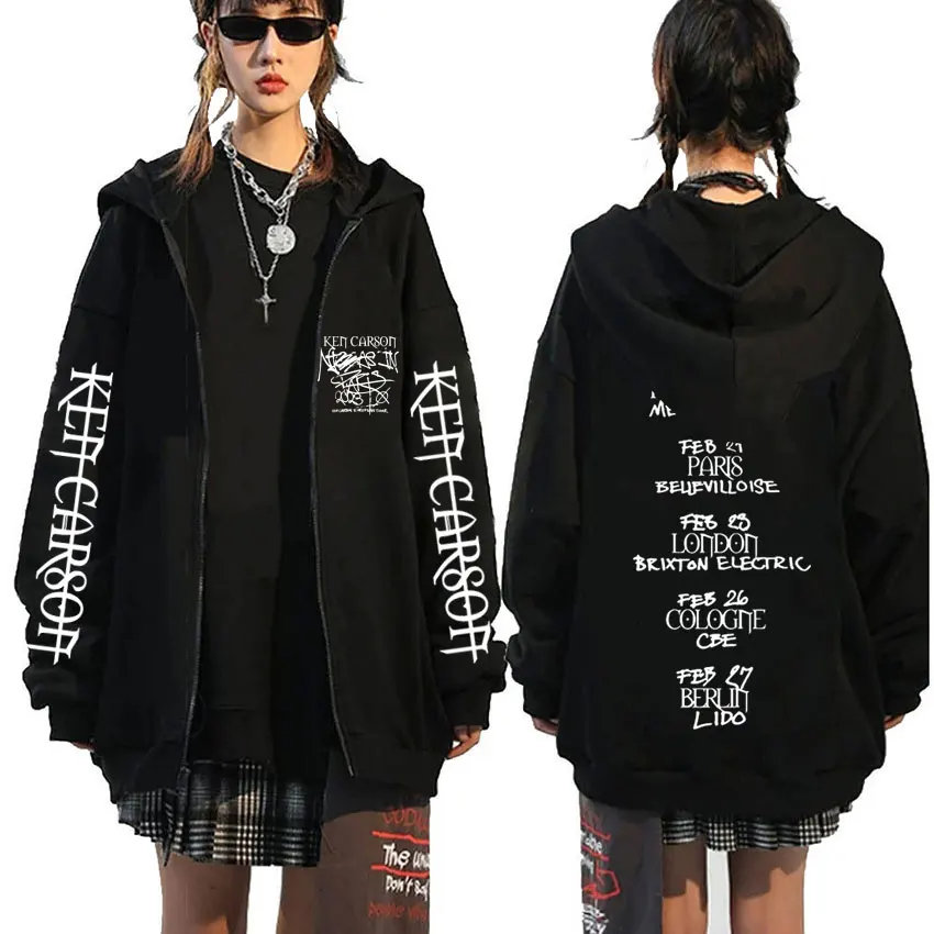 Rapper Ken Carson European Tour Zipper Hoodie Male Fleece Cotton Zip Up ...