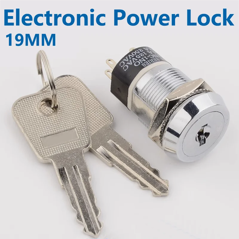 5-Sets-19mm-4Pin-Metal-Electronic-Power-Lock-Key-Switch-ON-OFF ...