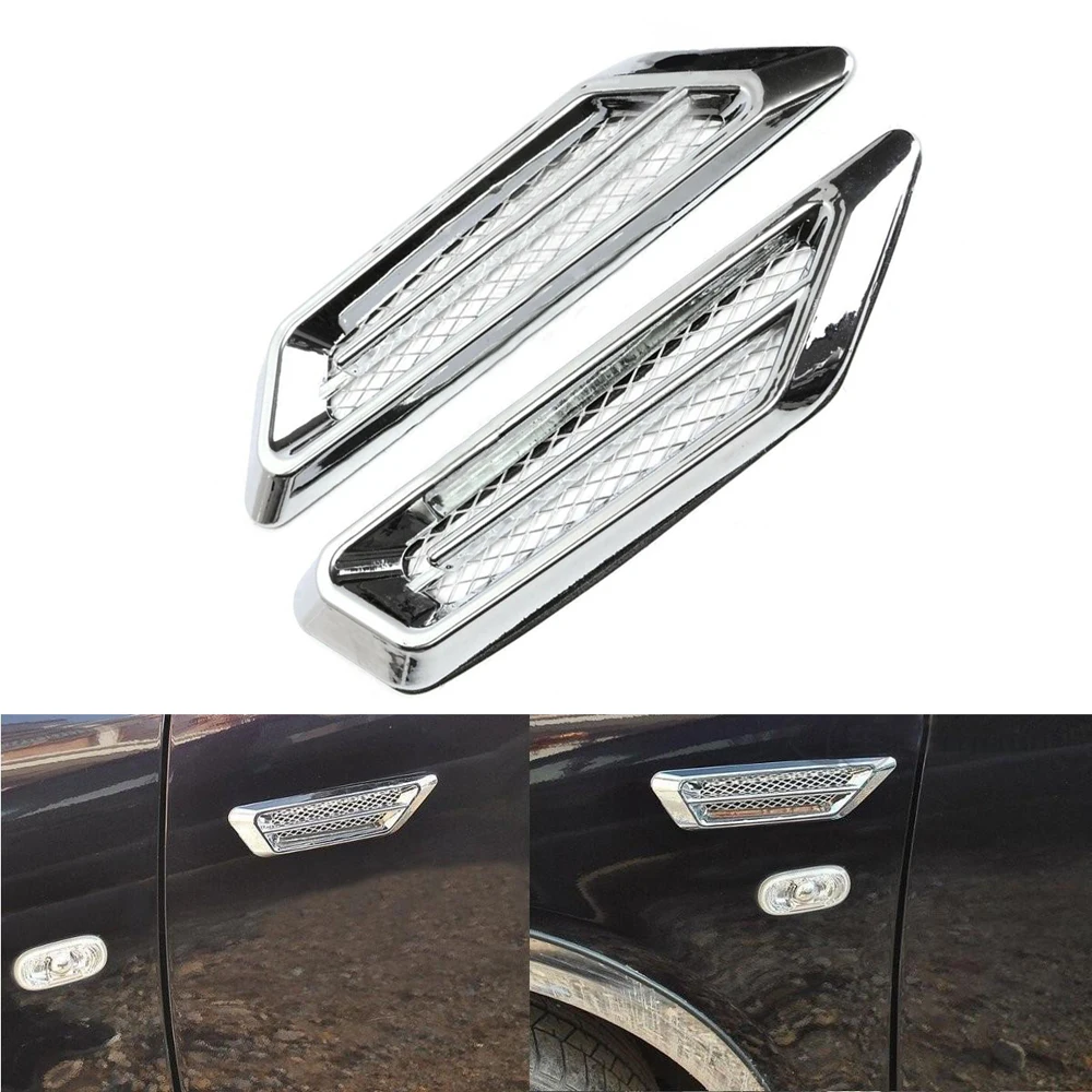 2Pcs-Universal-Plastic-Chrome-Car-Air-Flow-Fender-Side-Vent-Air-Flow ...