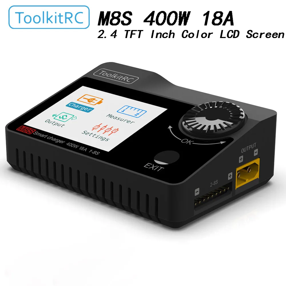 ToolkitRC M8S 400W 18A 2.4 TFT Inch Color LCD Screen Balance Charger Discharger for 2S - 8S Lipo ...