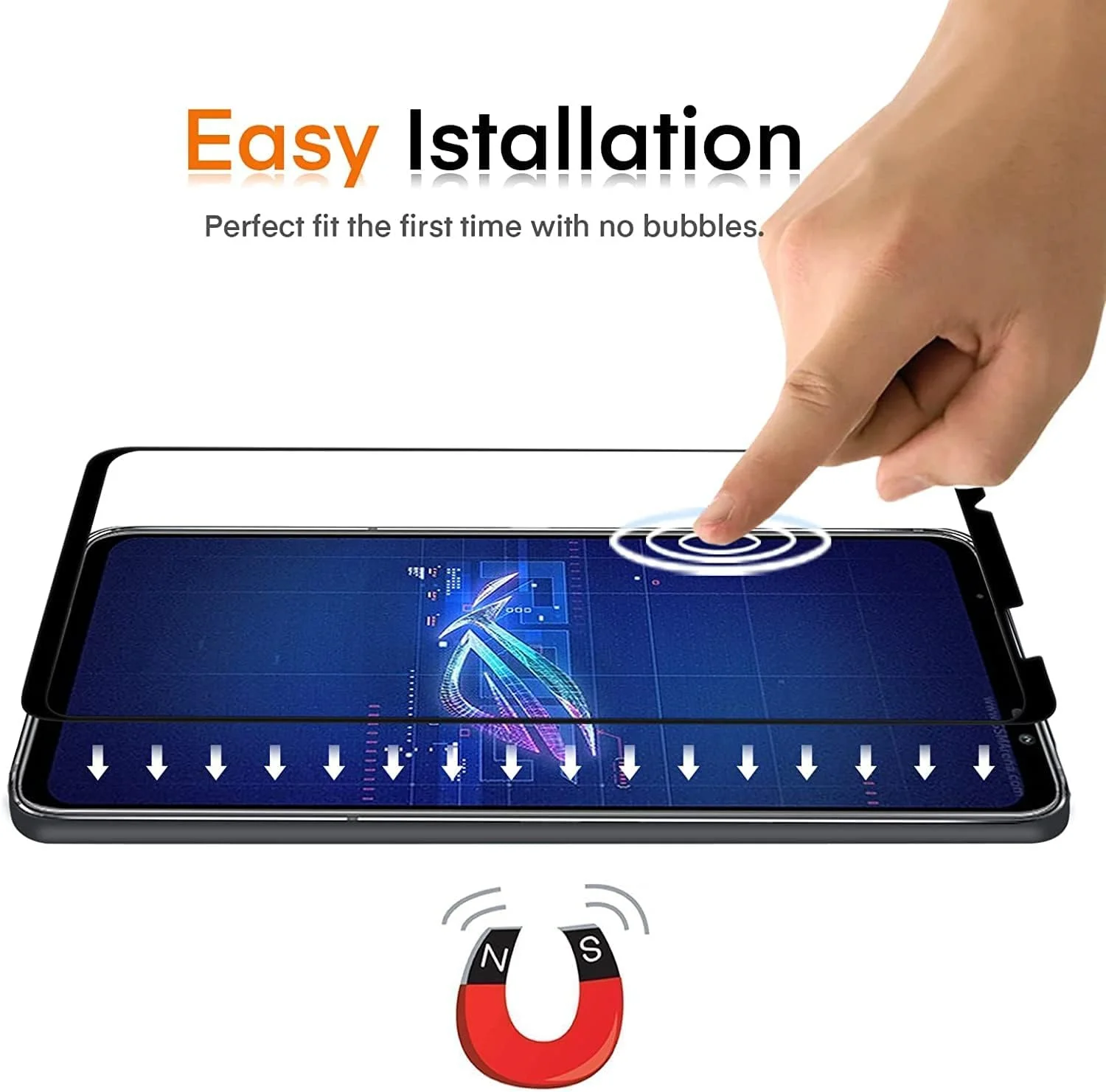 Full Coverage Screen Protector Glass Film - 3 piece (For ROG Phone 5s)