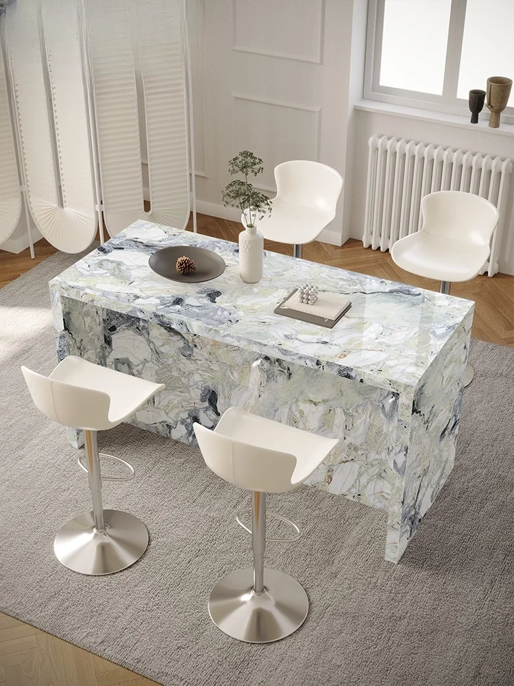 Light-luxury-rock-board-bar-island-table-integrated-open-kitchen-high ...