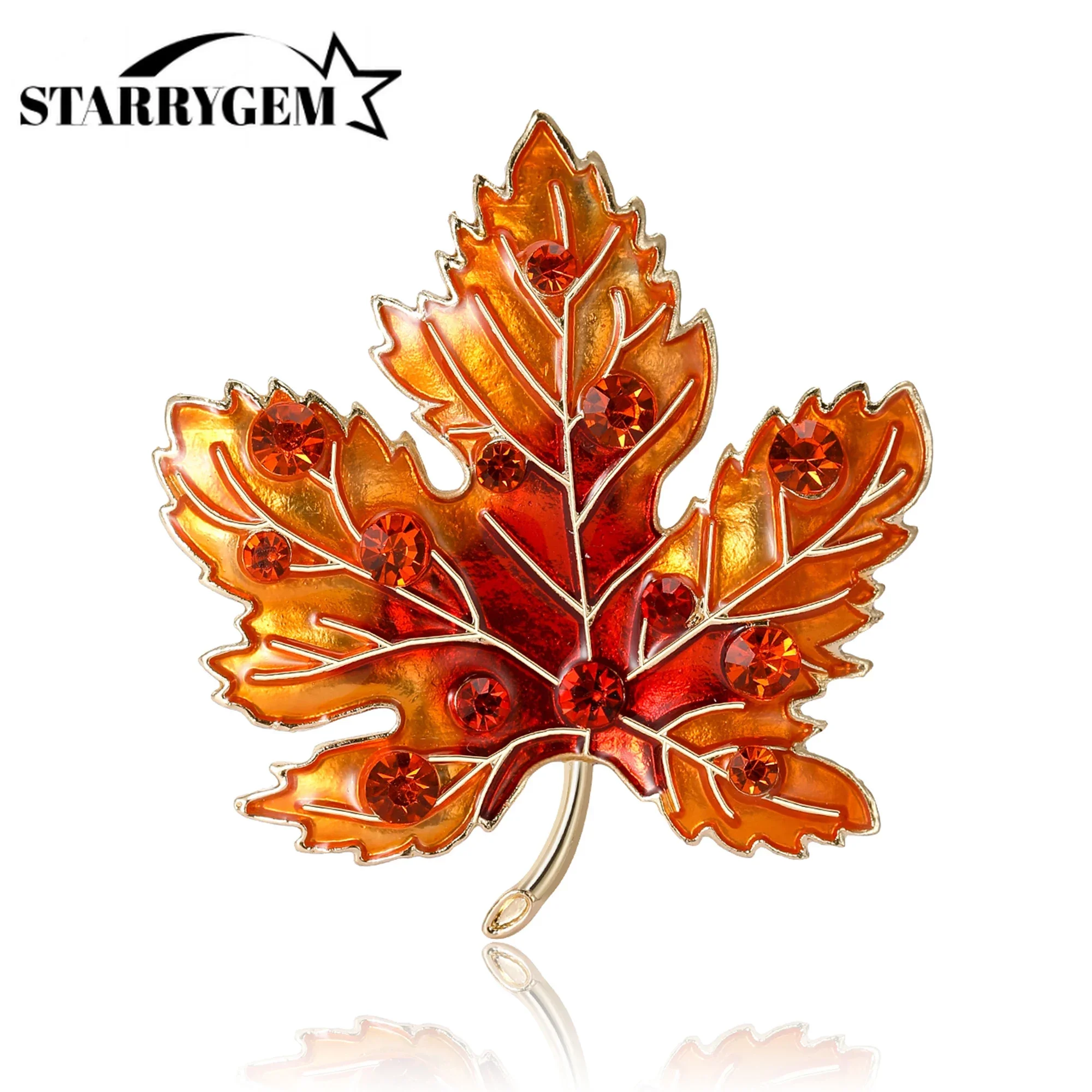 Rhinestone-Maple-Leaf-Brooches-for-Women-Unisex-Plant-Leaf-Pins-Office ...