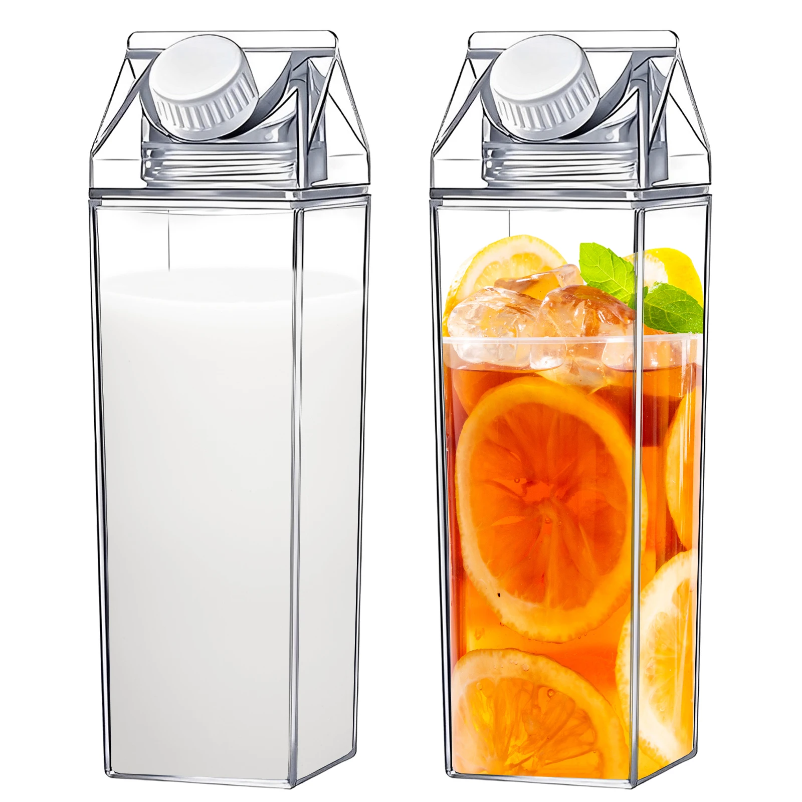 Milk Carton Water Bottle Reusable Leak Proof Square Milk Bottle Large ...