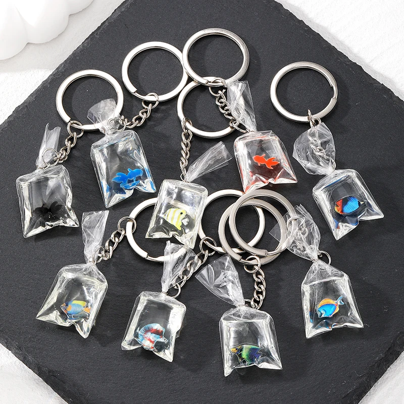 Resin-Goldfish-Water-Bag-Keychain-Key-Ring-For-Women-Men-Creative-Koi ...