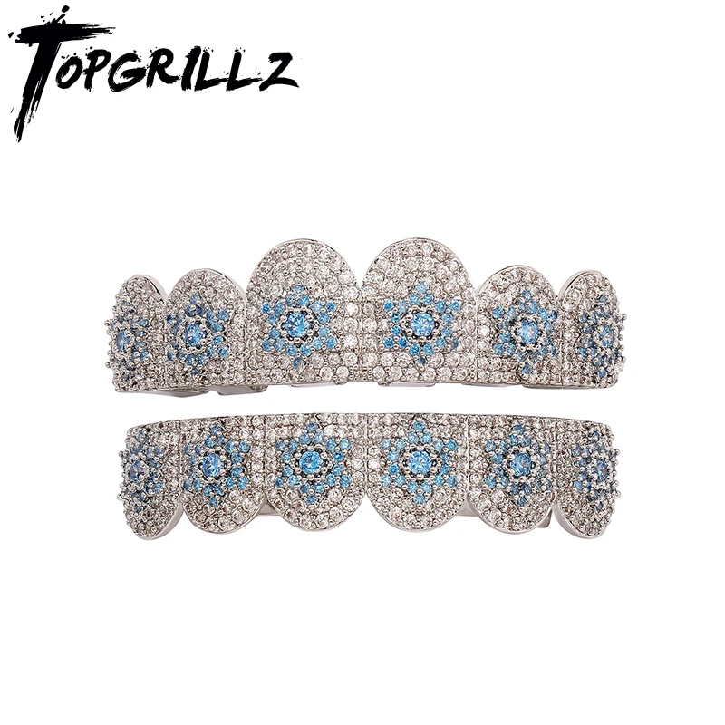 TOPGRILLZ Hot Sale Hip Hop Iced Out Teeth Grillz 6 Top& 6 Bottom Set ...