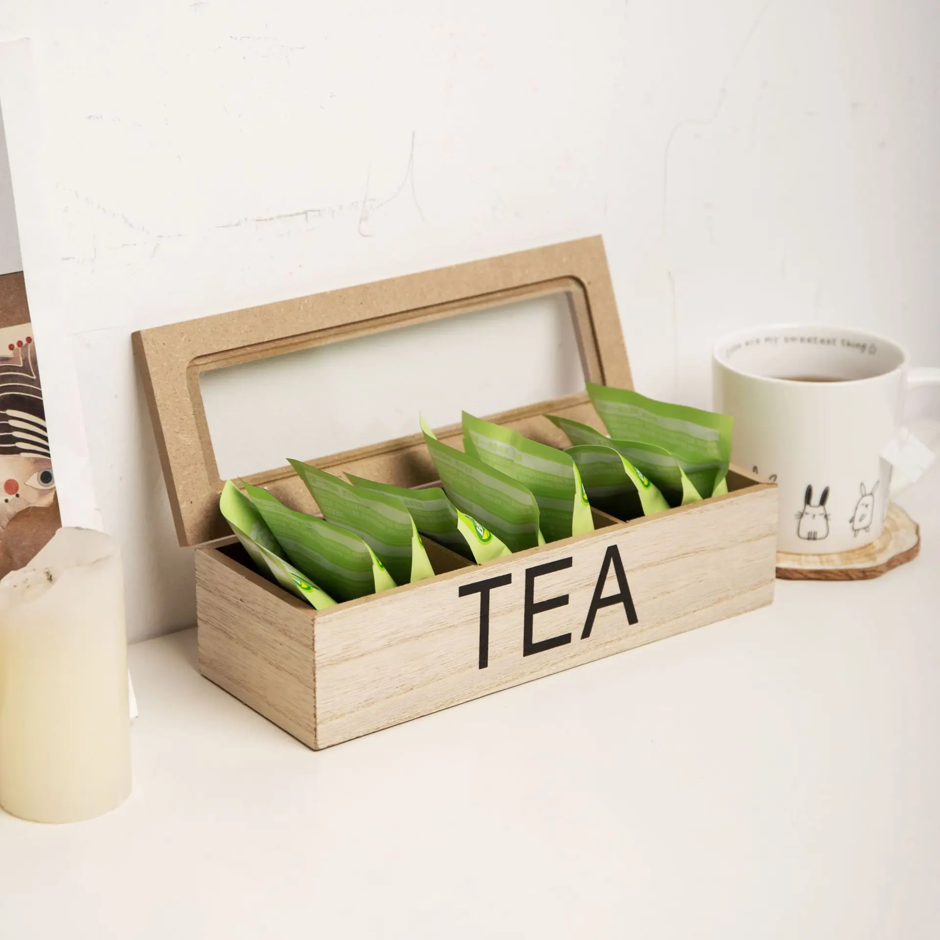 Wooden-Tea-Box-Tea-Bag-Box-Storage-Grid-Storage-Desktop-Tea-Bag-Storage ...